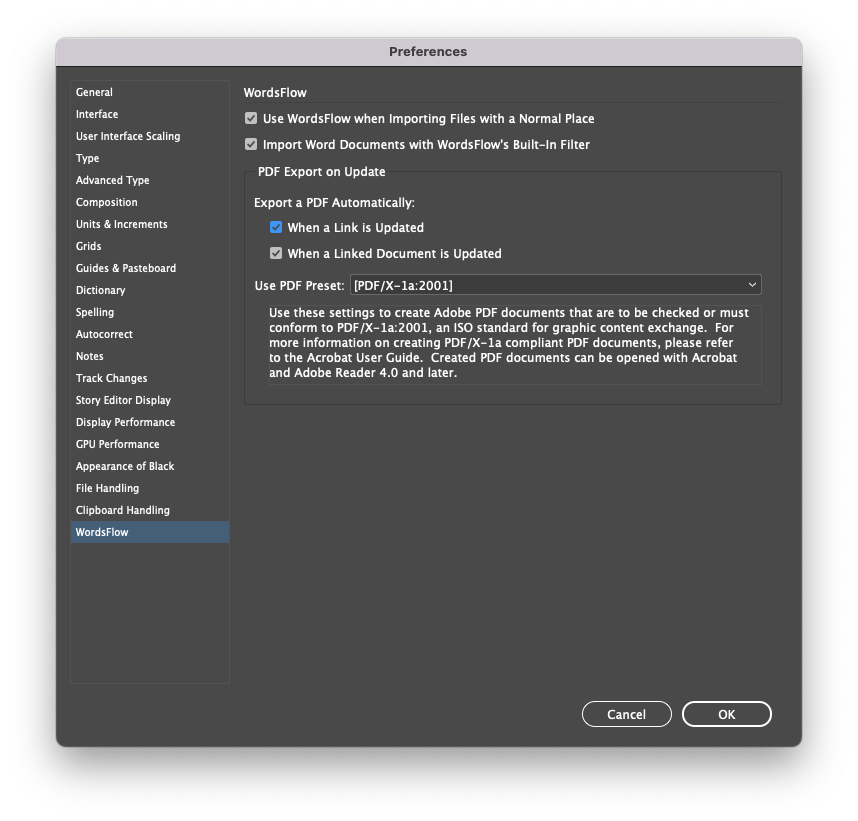 Release: WordsFlow 3.11 for InDesign 2021-2023 - Em Software